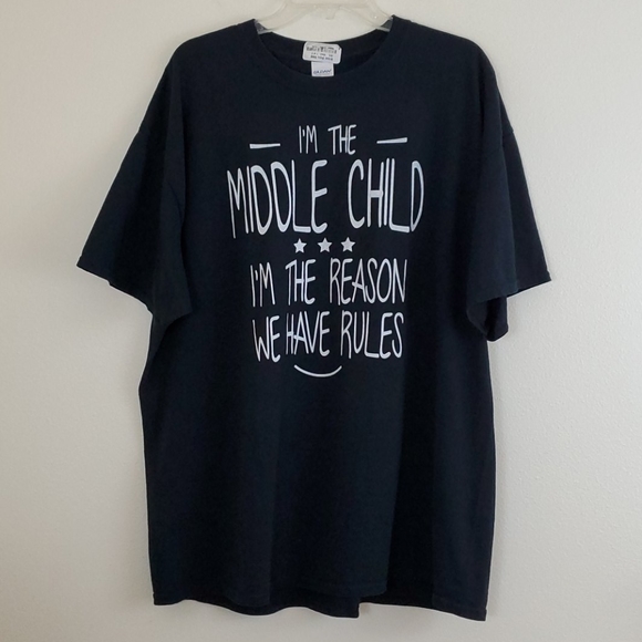 Gildan | Tops | Gildan Graphic Middle Child Black Tshirt 2xl | Poshmark